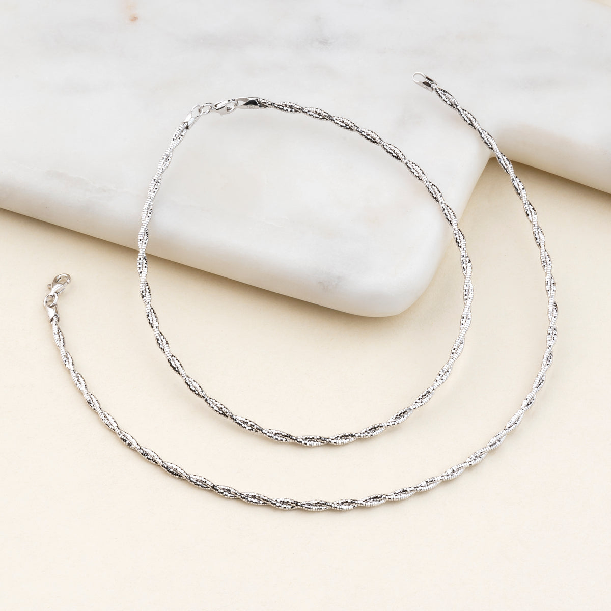 Silver Twisted Shining Anklet – Silversheen