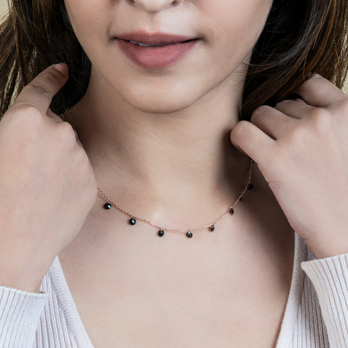 Silver Rose Black Charm Necklace – Silversheen