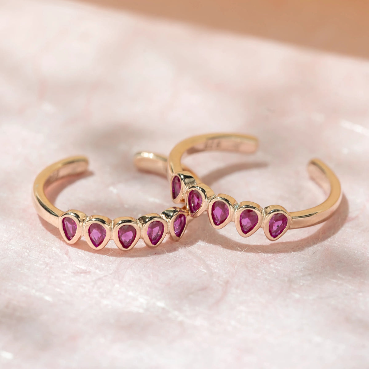 Silver Rose Five Ruby Toe Ring -925 Silver | Silversheen