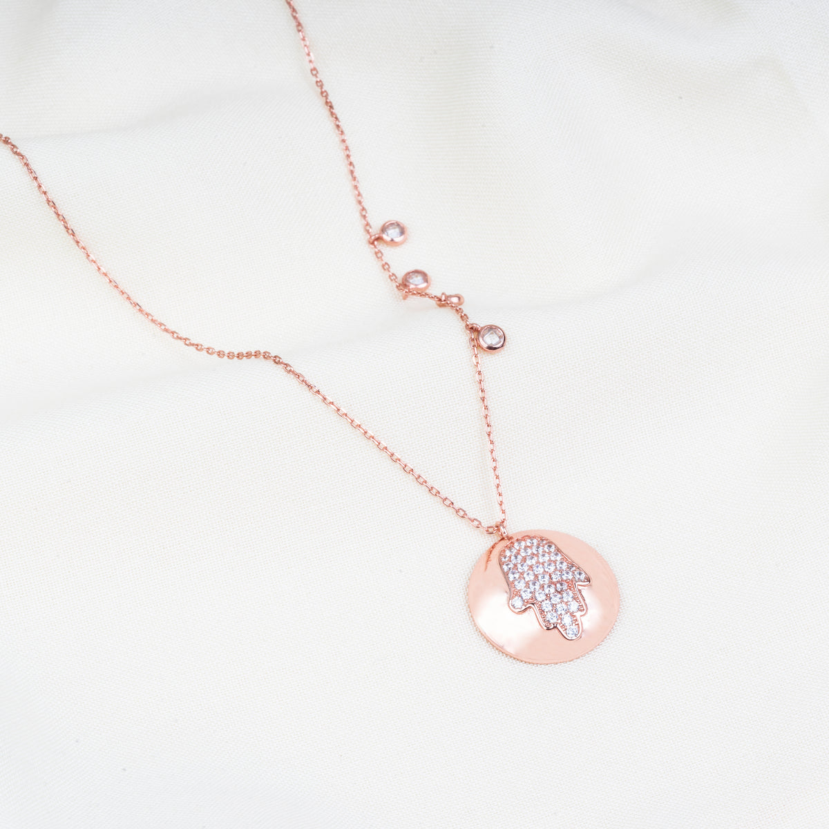 Silver Rose Hamsa Hand Chain | Silversheen