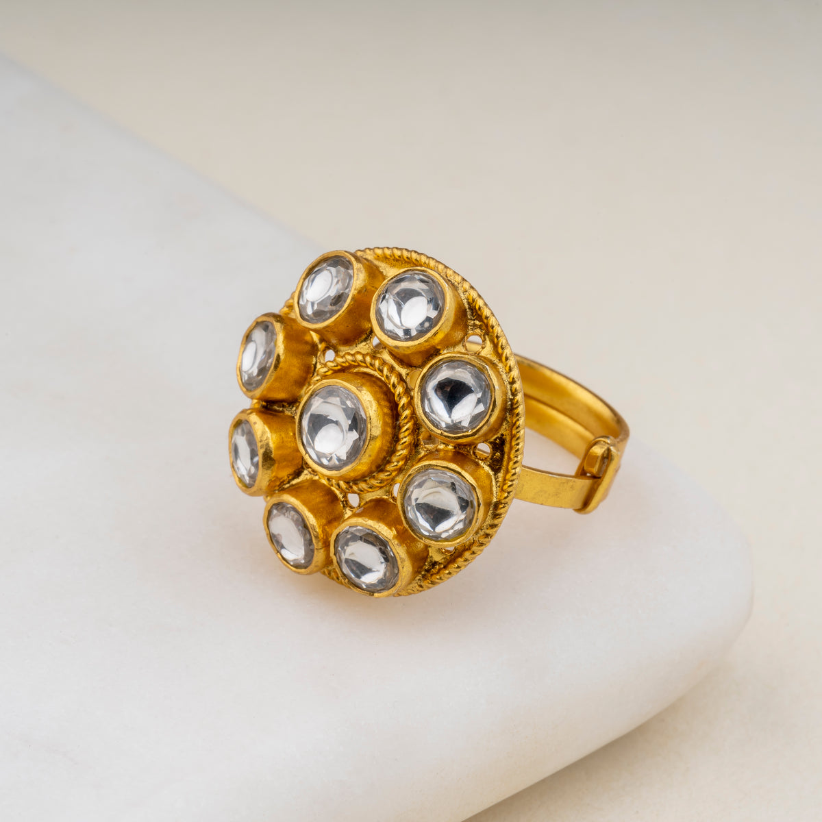 Silver Round Polki Ring – Silversheen